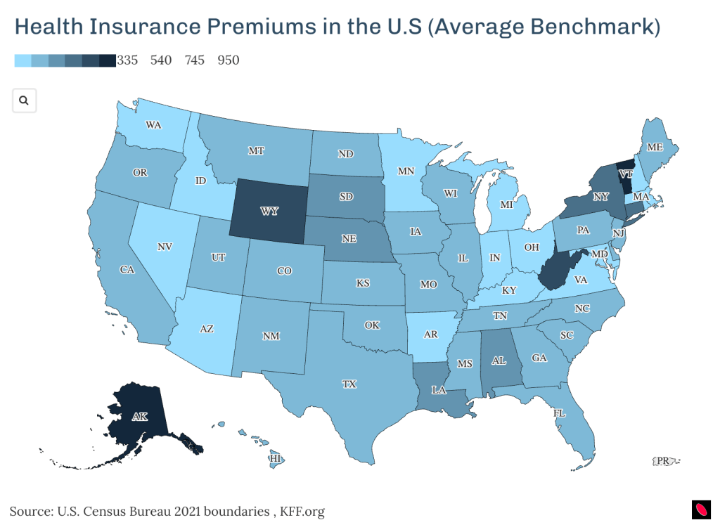 Average Health Insurance Premiums in the U.S. by State